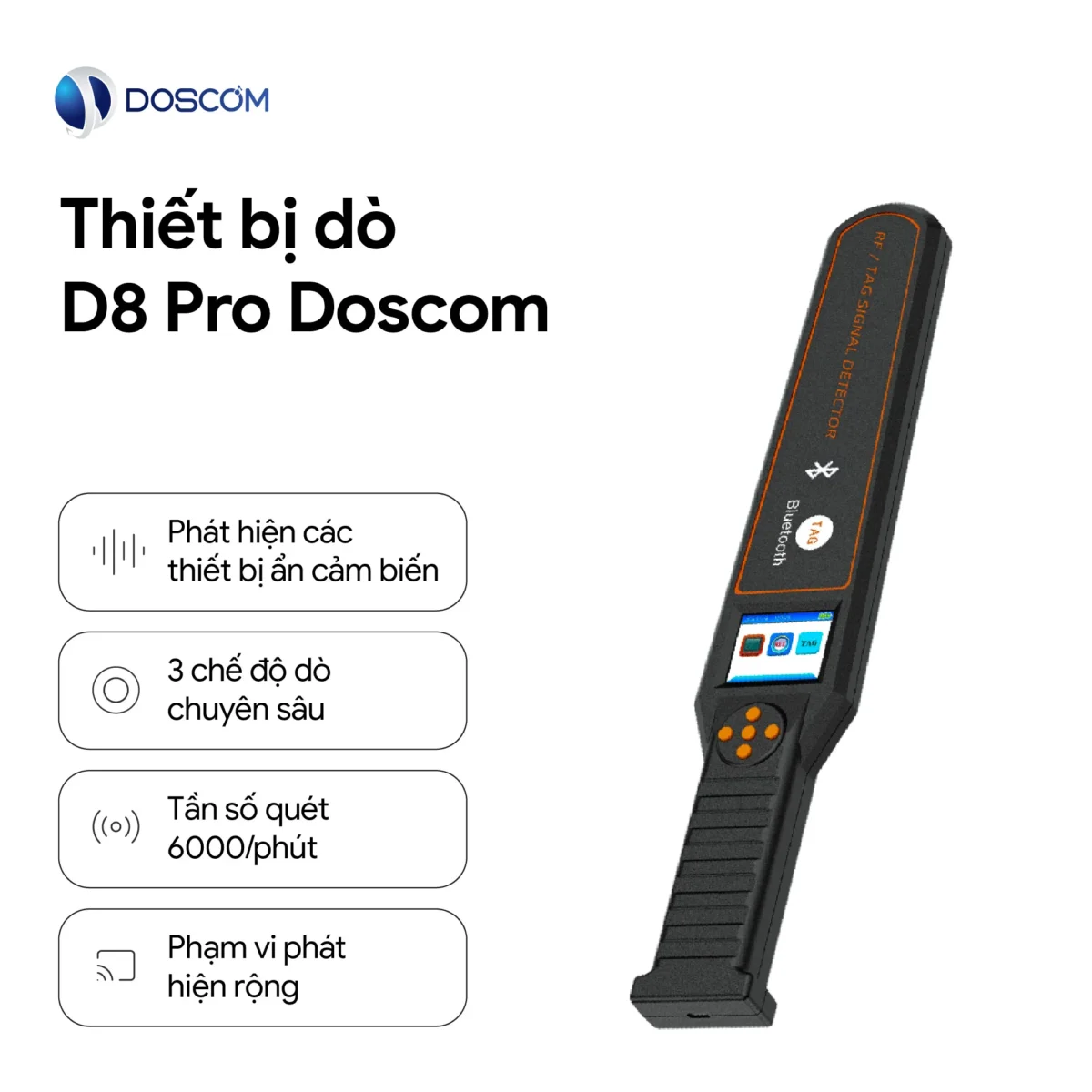 Thiết bị dò D8 Pro Doscom - Công nghệ mới dò máy nghe lén, định vị ...